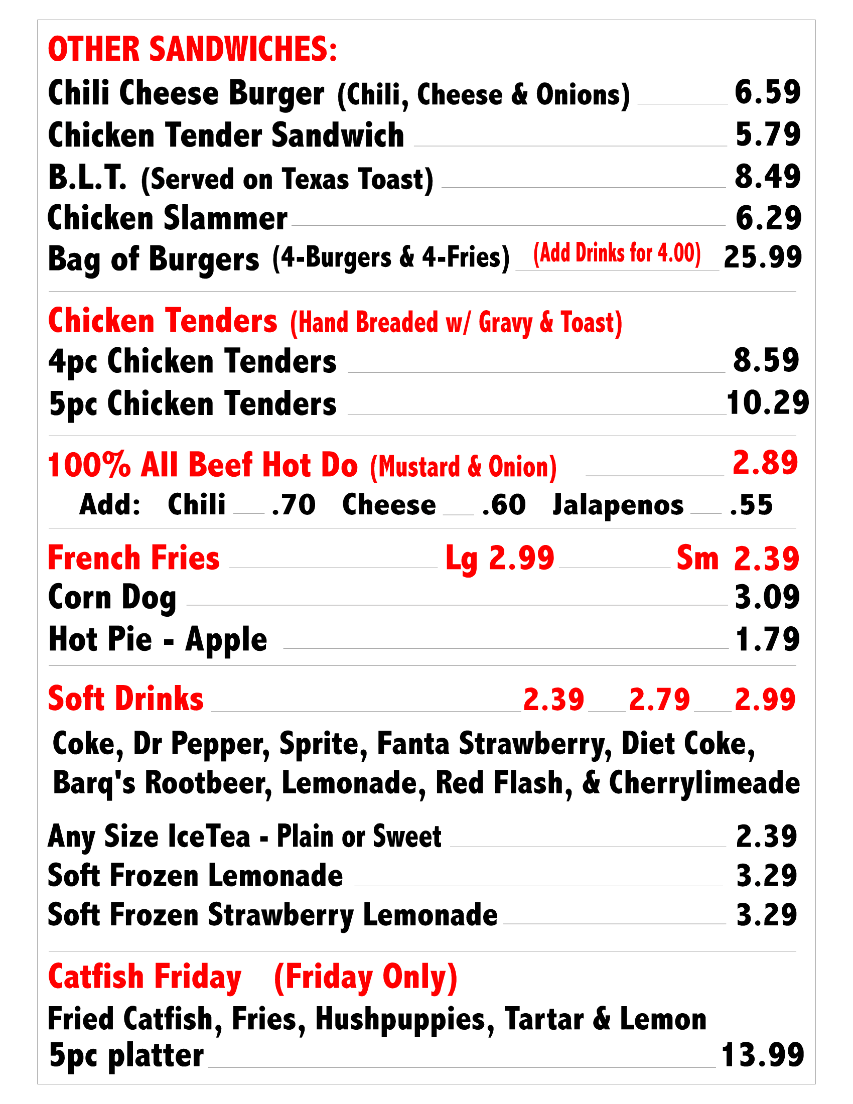 Menu Short Stop Menu Short Stop